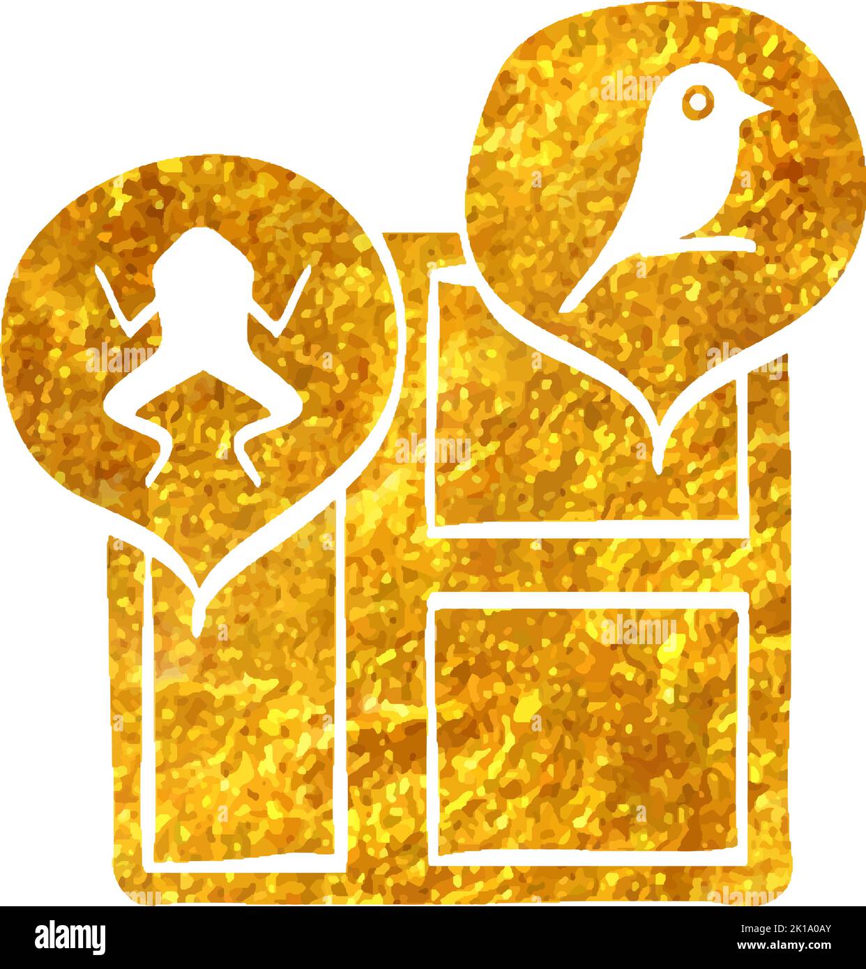 Hand drawn Zoo map icon in gold foil texture vector illustration Stock ...