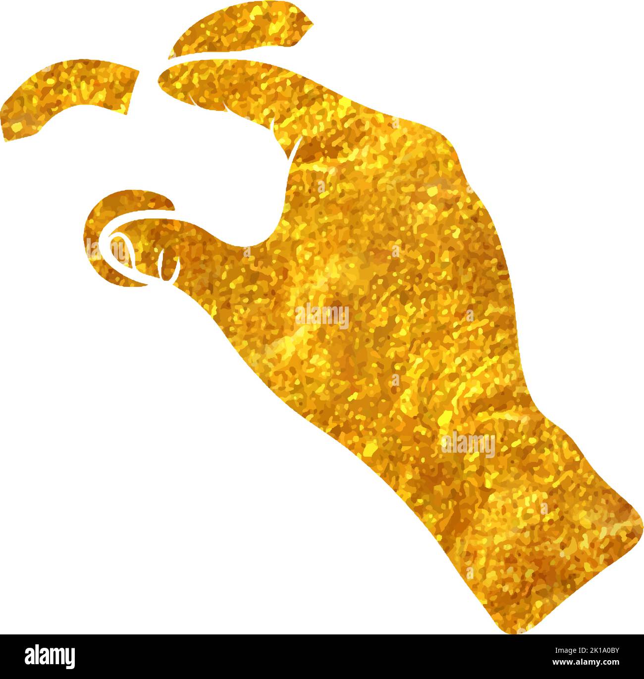 Hand drawn touchpad finger gesture icon in gold foil texture vector ...