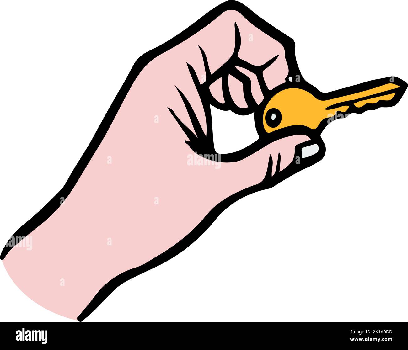 Hand holding key hand drawn vector color illustration Stock Vector ...