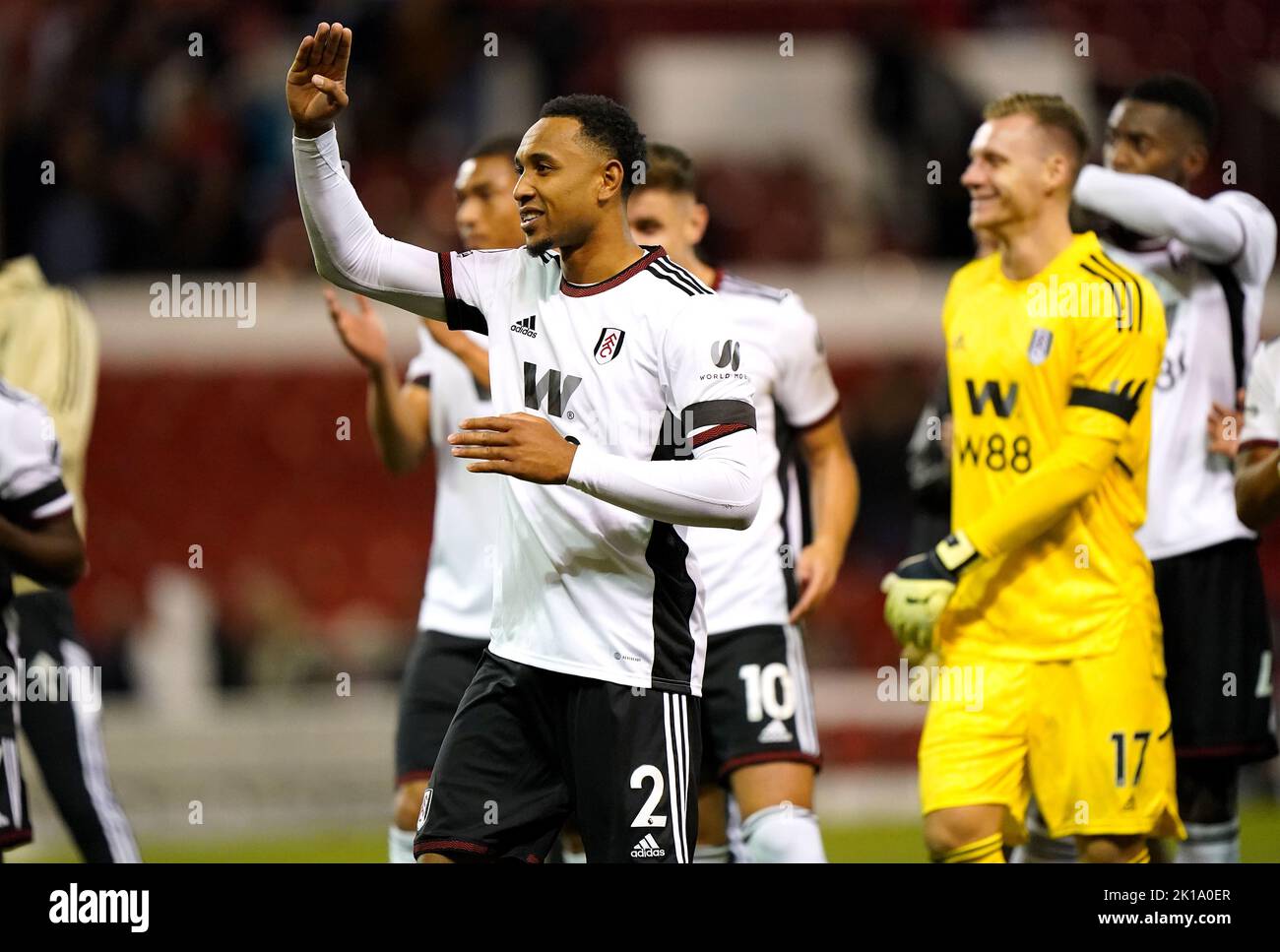 Fulham's Kenny Tete celebrates victory after the final whistle in the ...