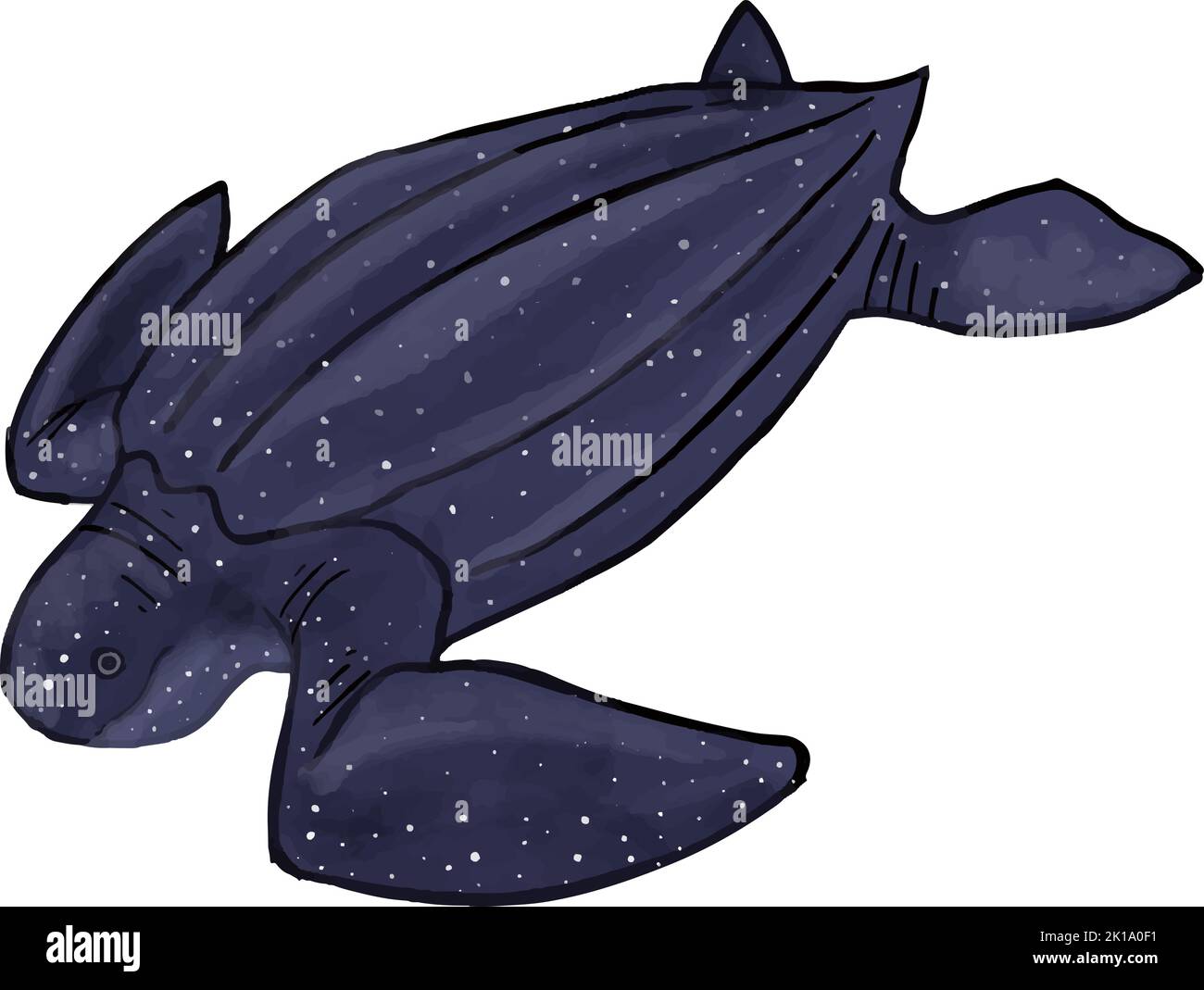 Leatherback turtle icon. Hand drawn vector illustration. Sea animal ...