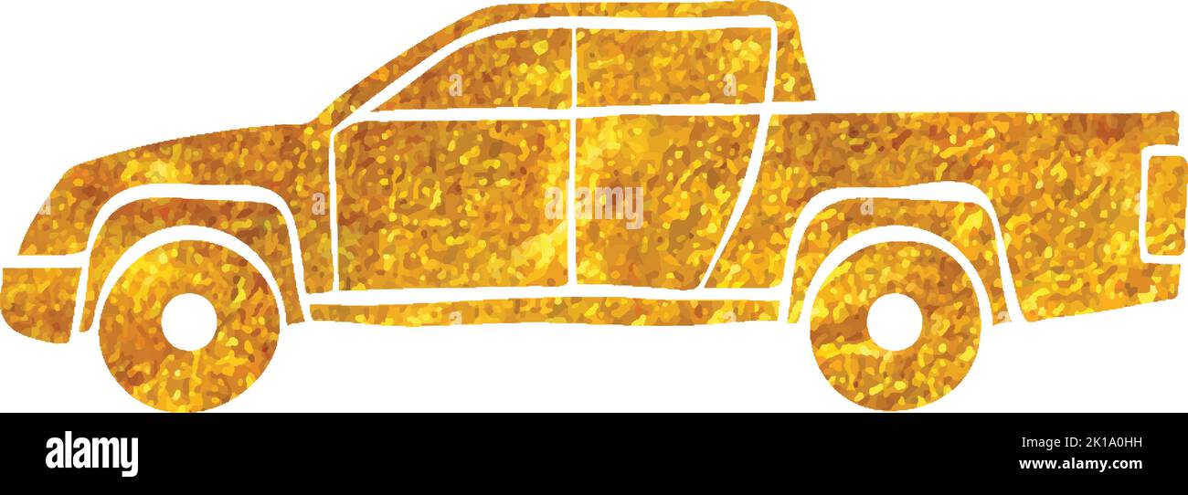 Hand drawn Car icon in gold foil texture vector illustration Stock ...