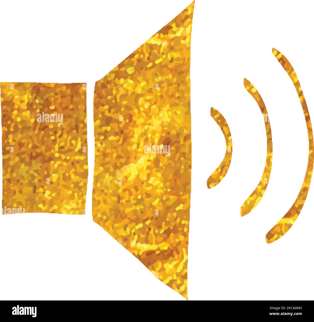 Hand drawn Audio volume icon in gold foil texture vector illustration ...