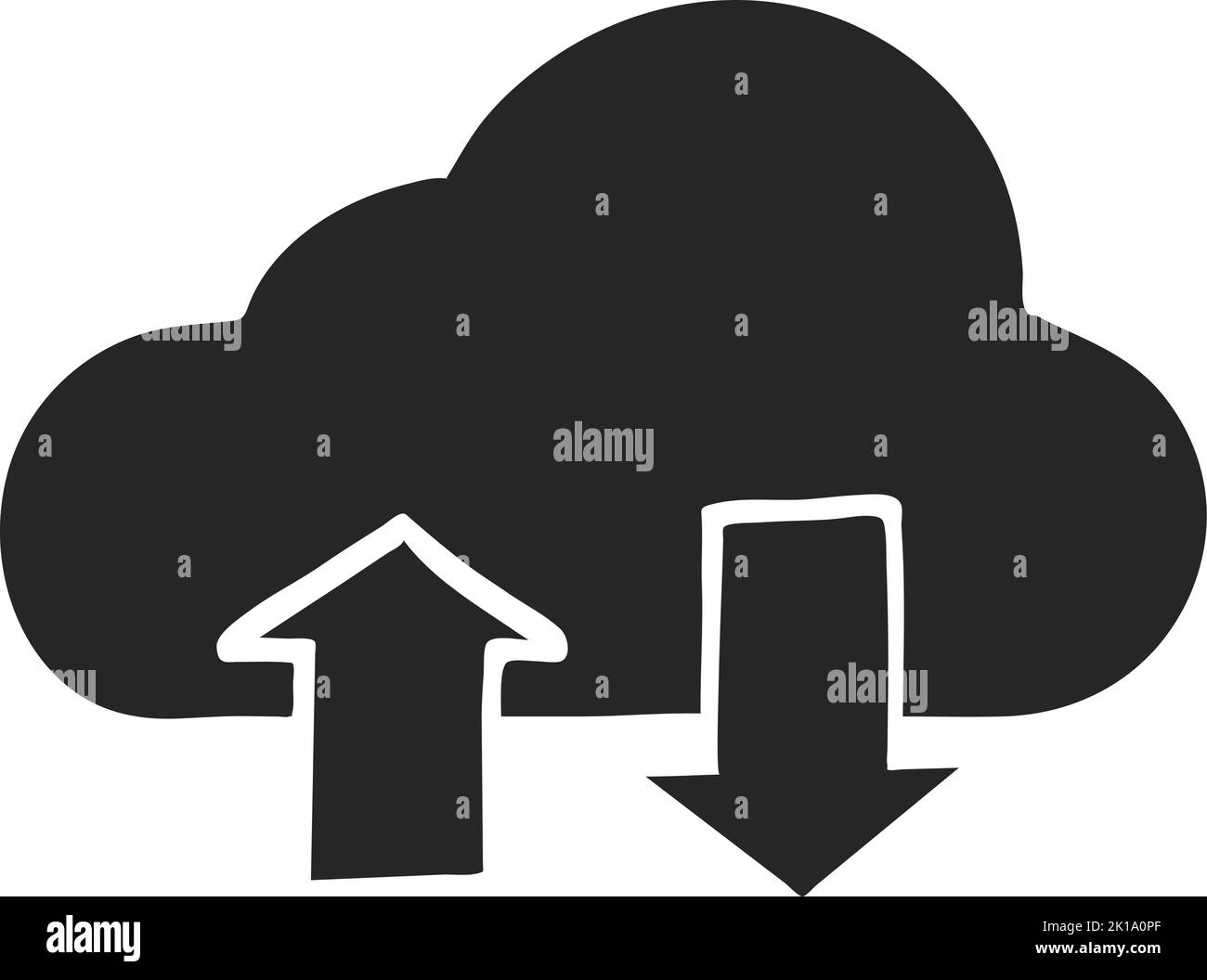 Hand drawn Cloud icon with arrows vector illustration Stock Vector ...