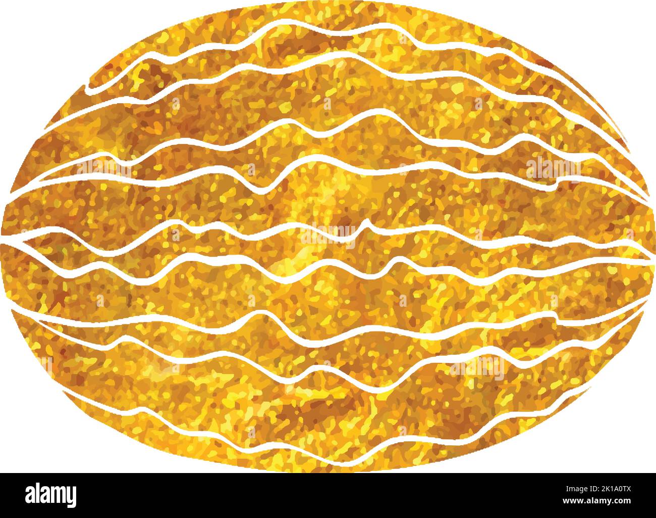 Hand drawn Water melon icon in gold foil texture vector illustration ...