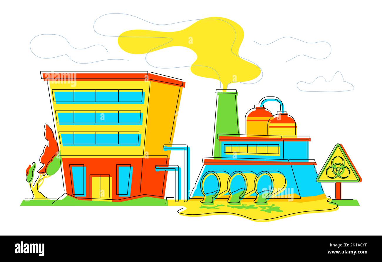 Biohazardous factory production - modern flat design style illustration ...