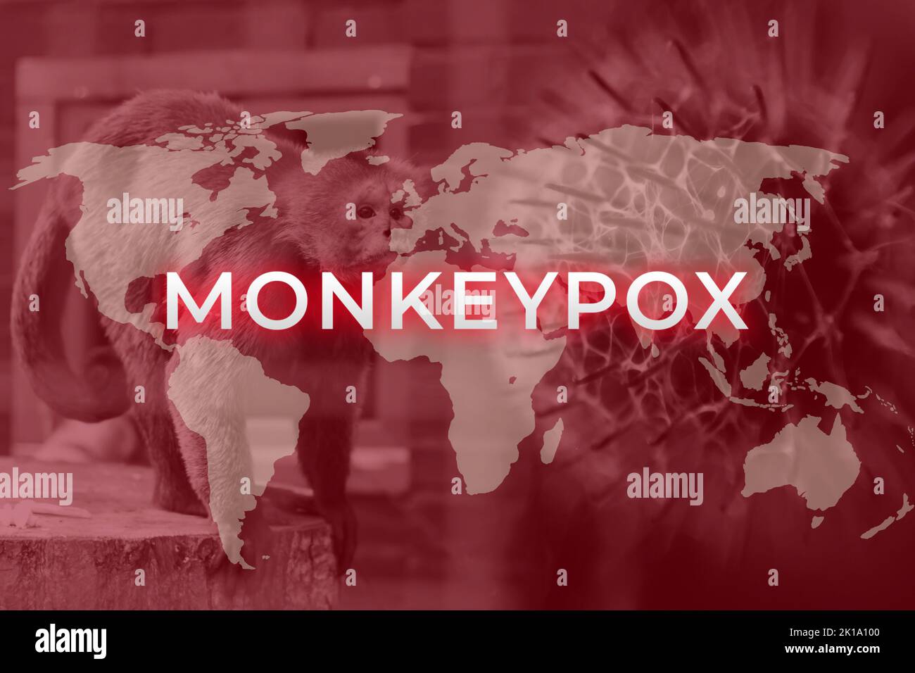 Monkeypox new disease dangerous over the world. Monkeypox virus. Red ...