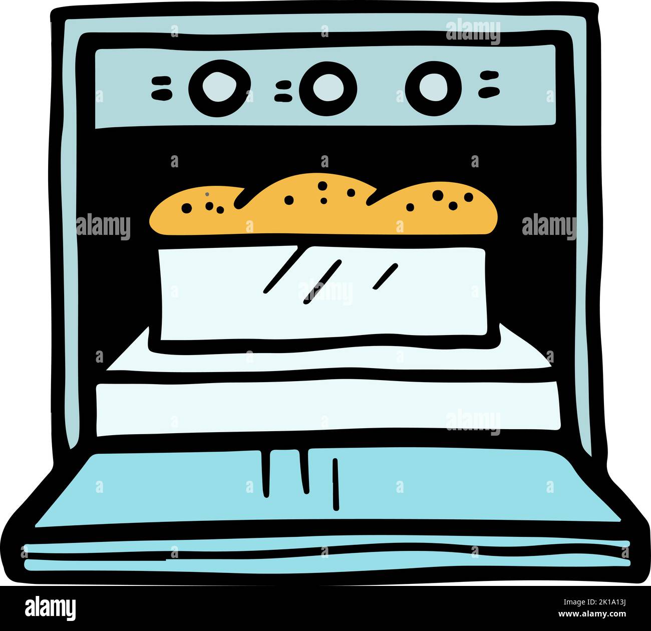 Bread baked in oven. Hand drawn vector color illustration Stock Vector Image & Art - Alamy