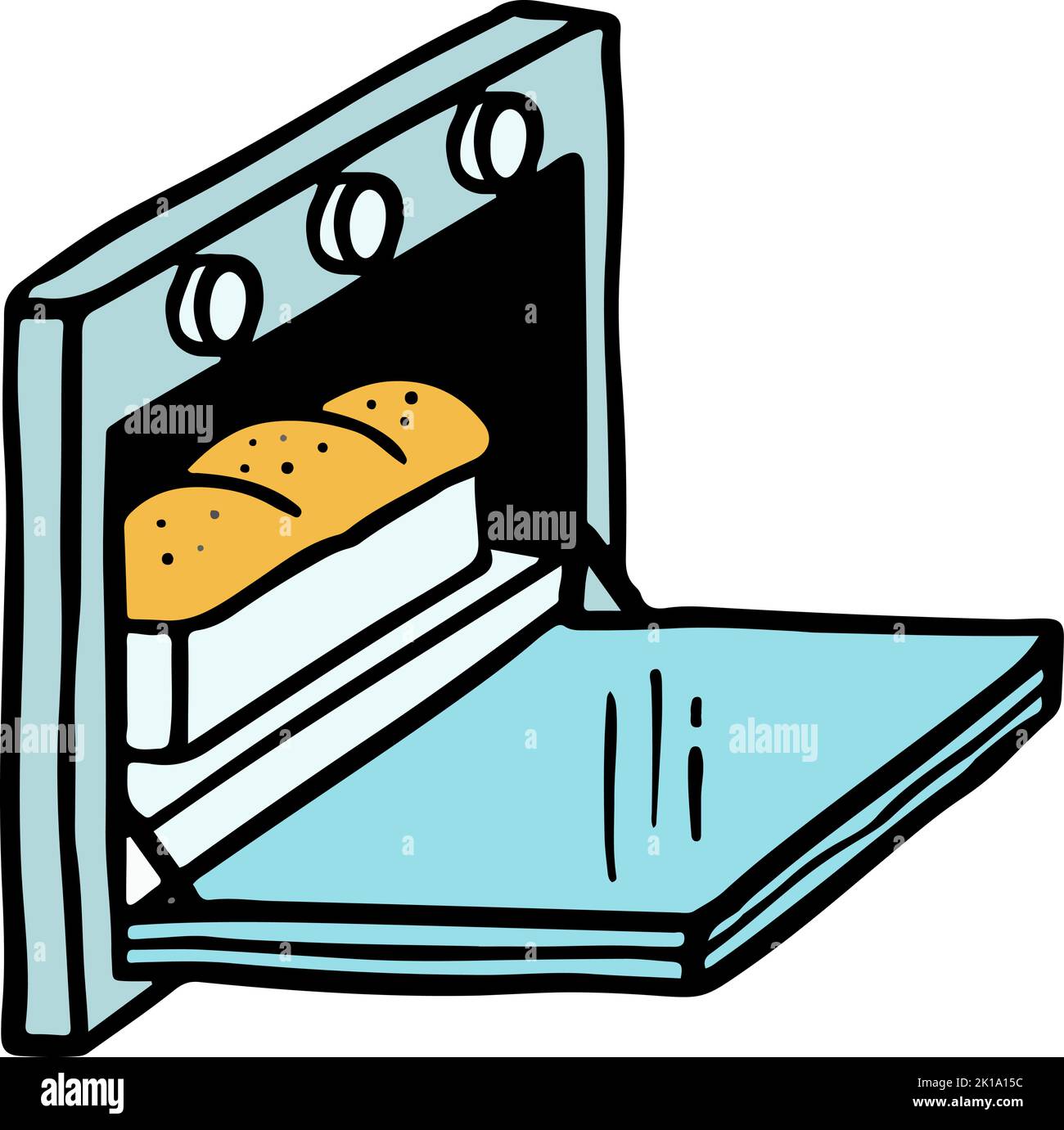 Bread baked in oven. Hand drawn vector color illustration Stock Vector ...