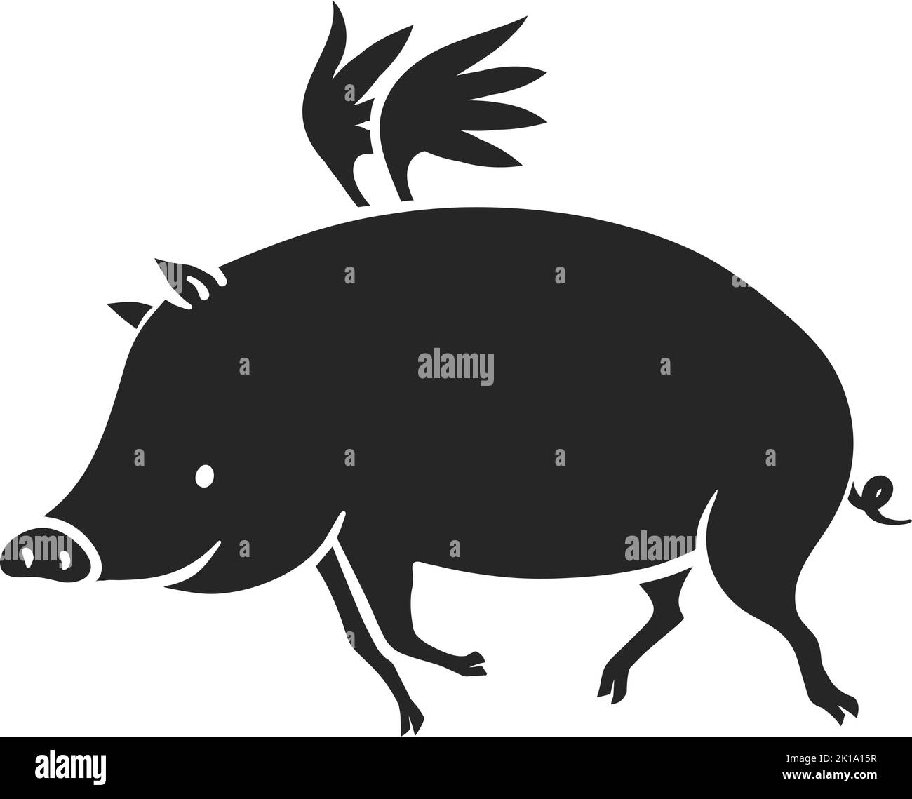 Hand drawn icon flying pig. Vector illustration Stock Vector Image ...
