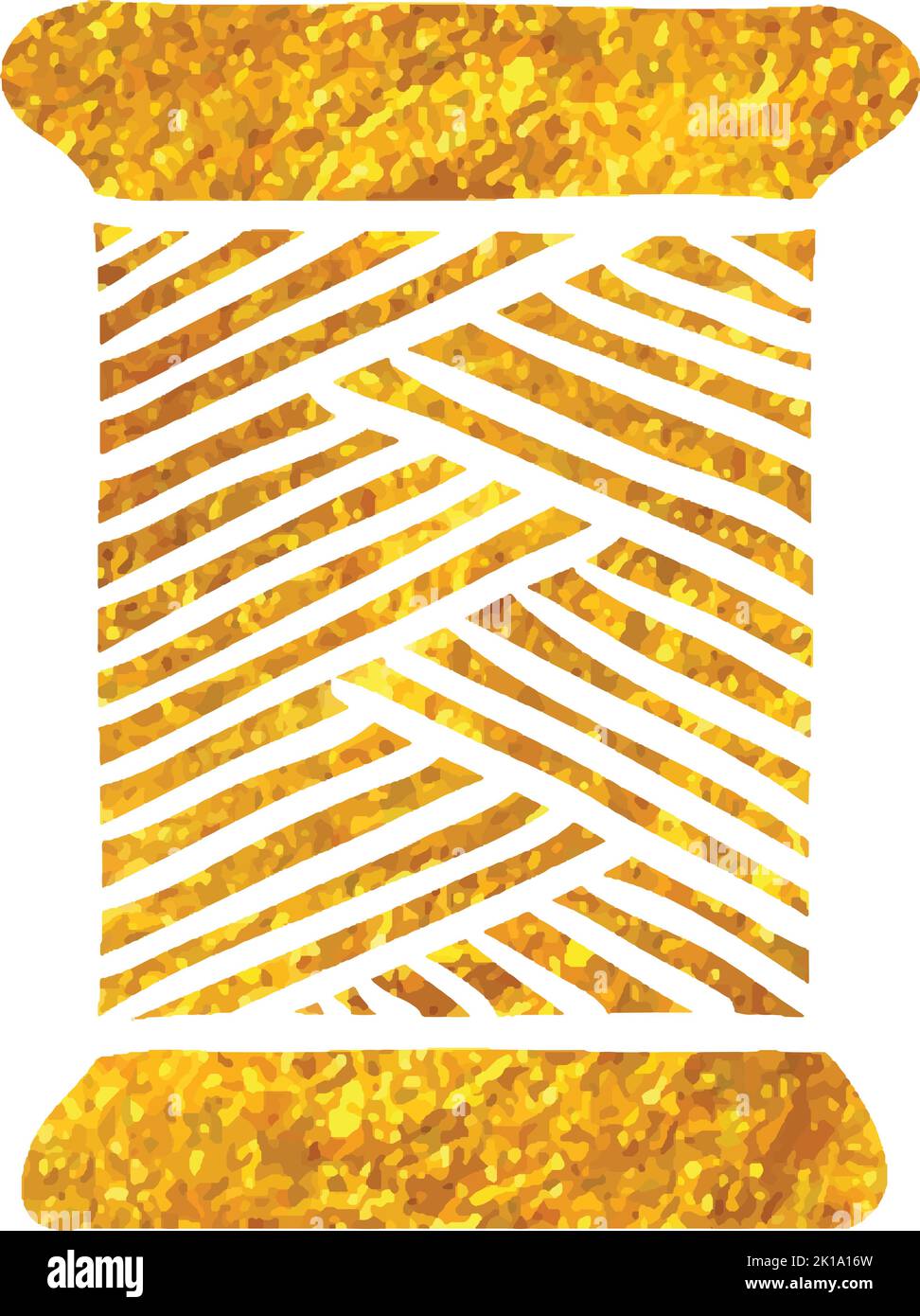 Hand drawn Yarn icon in gold foil texture vector illustration Stock ...