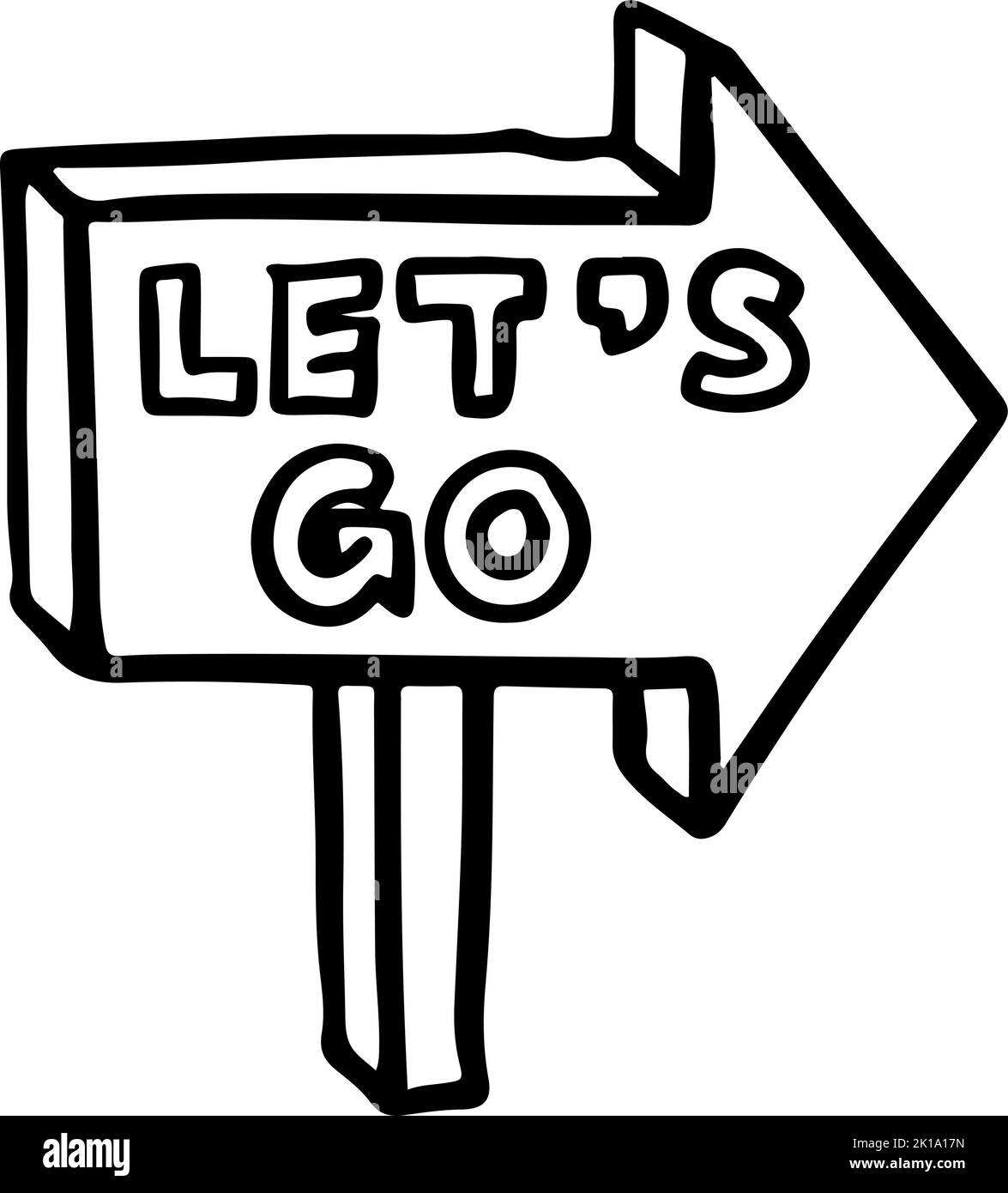 let's go post sign hand drawn colorvector illustration Stock Vector ...