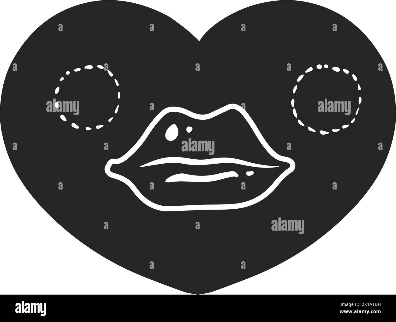 Hand drawn icon Hand draw woman lips inside heart shape. Vector ...