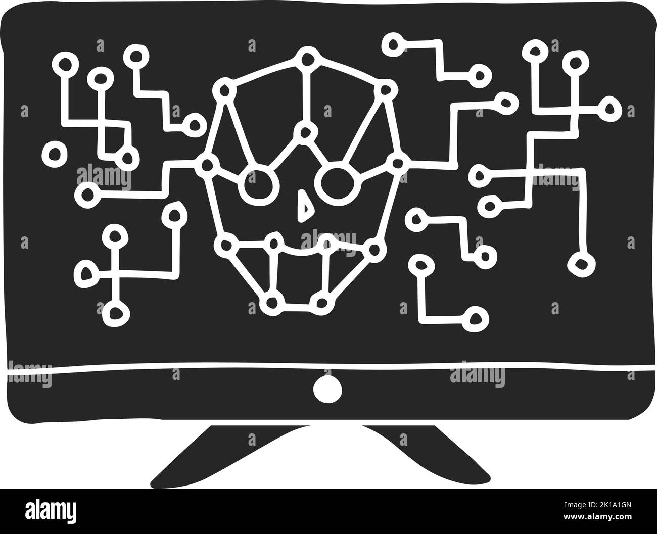 Hand drawn artificial intelligence concept vector illustration Stock ...