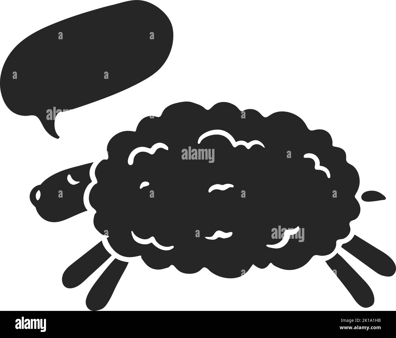 Hand drawn icon sheep with speech bubble. Vector illustration Stock ...