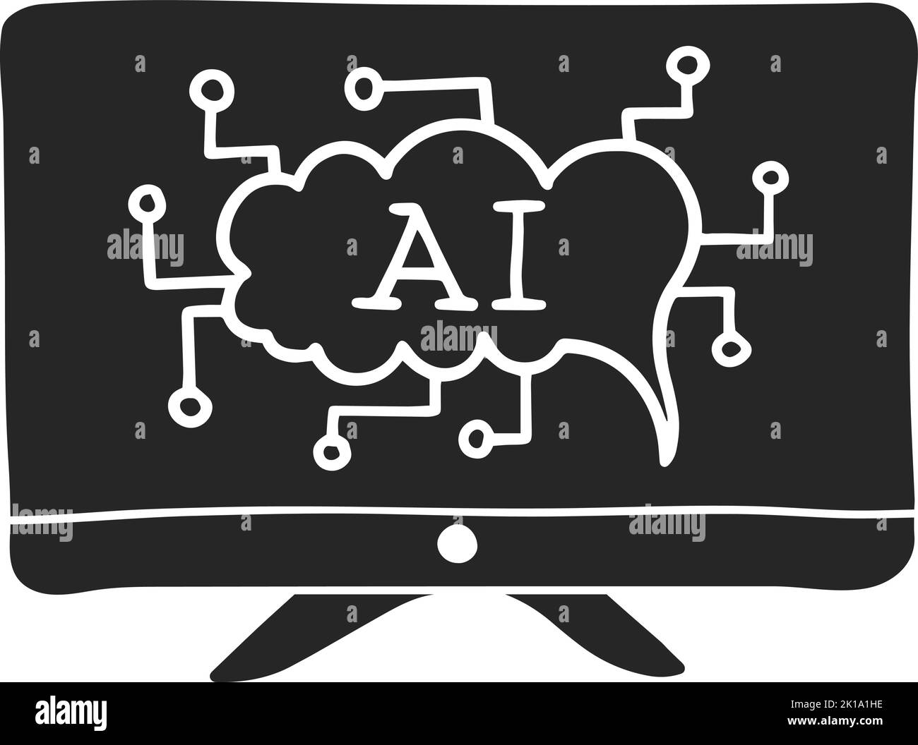 Hand drawn artificial intelligence concept vector illustration Stock ...