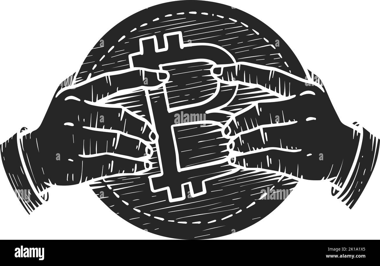 Hand holding bitcoin coin vector illustration Stock Vector Image & Art ...