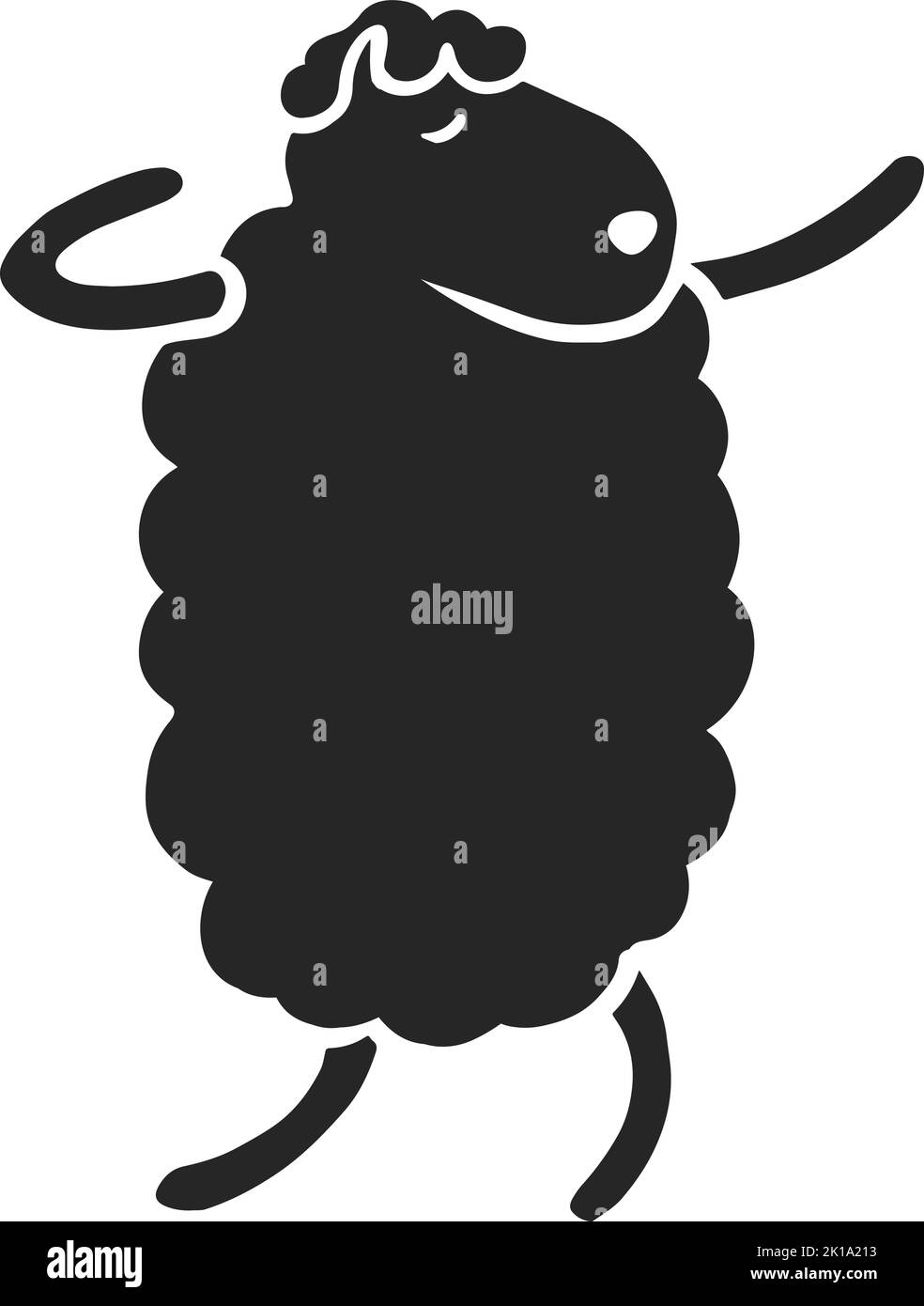 Hand drawn icon dancing sheep hand hand drawn. Vector illustration ...