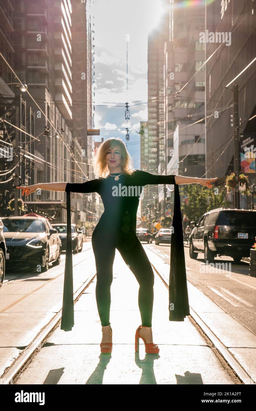 Anna Fishbeyn poses outside TIFF Bell Lightbox, before the screening of ...