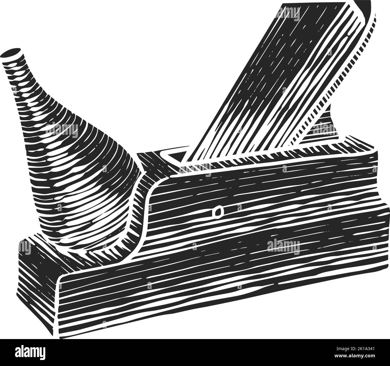 Hand drawn wooden plane icon woodworking tool vector illustration Stock ...