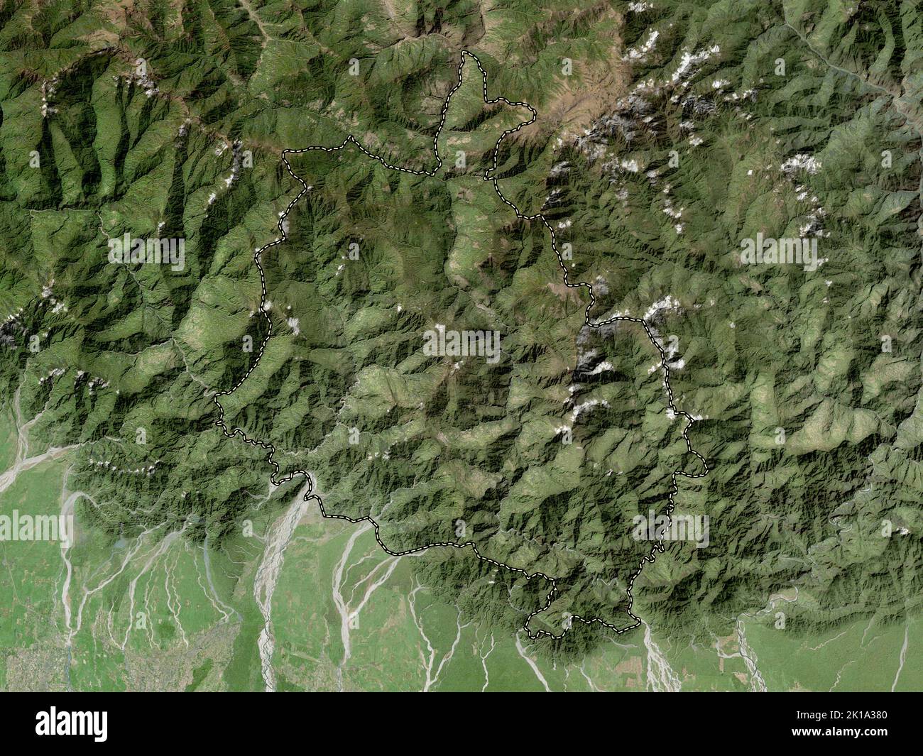 Chhukha, district of Bhutan. High resolution satellite map Stock Photo ...