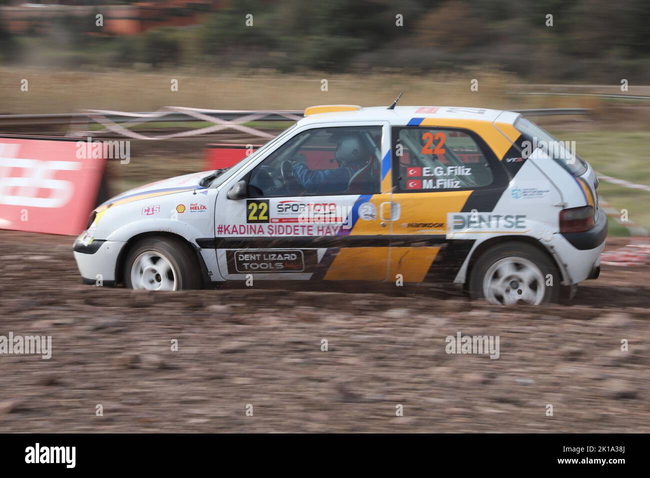 KOCAELI, TURKEY - DECEMBER 26, 2021: Elif Gizem Filiz drives Citroen ...
