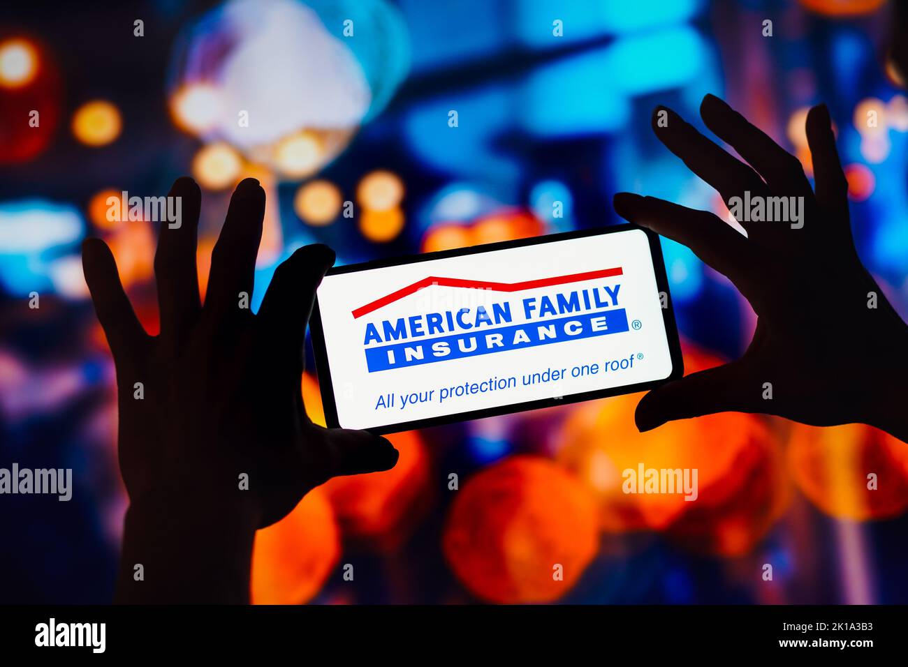 In this photo illustration, the American Family Insurance (AmFam) logo ...