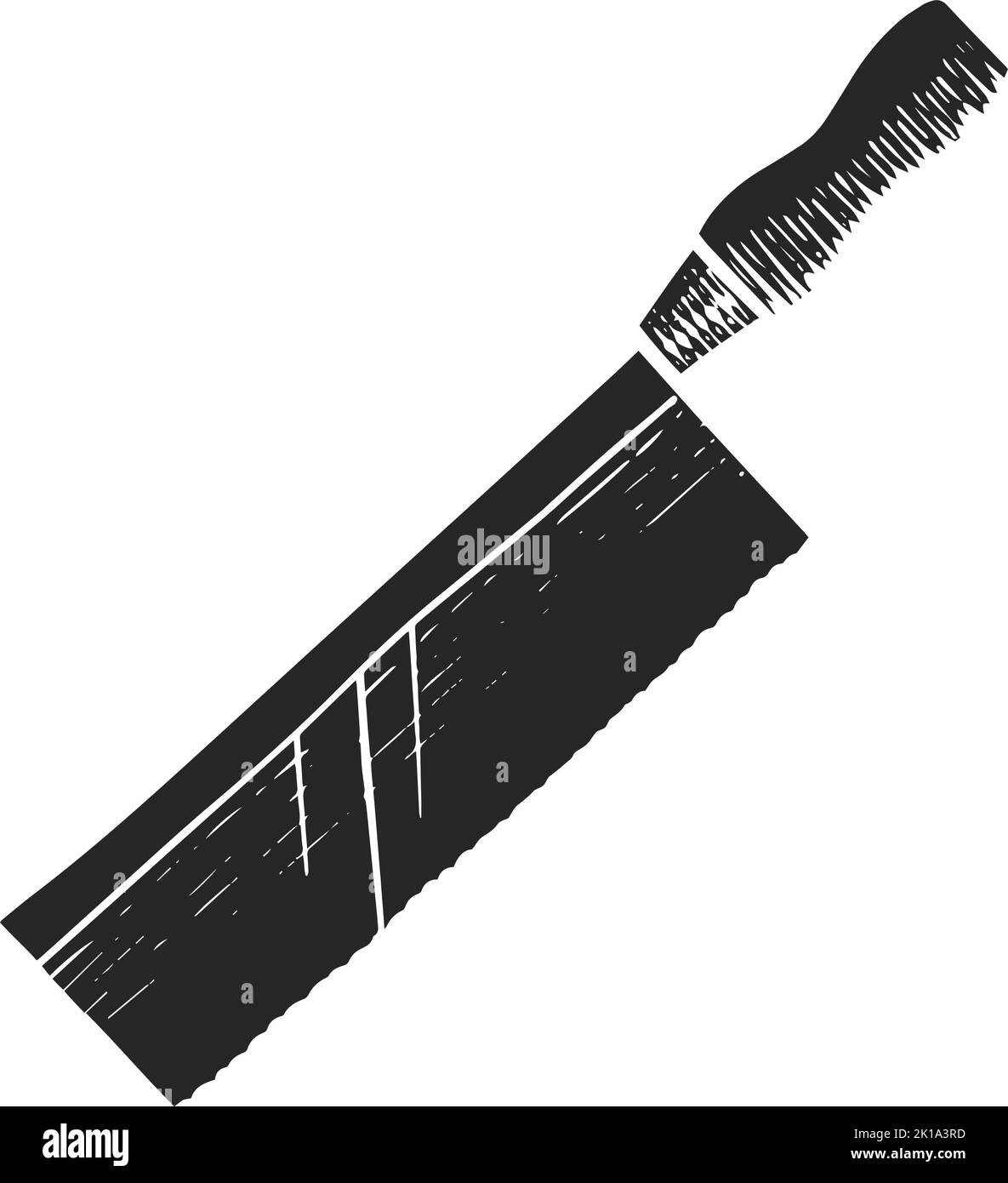Hand drawn razor saw in woodcut woodworking tool vector illustration ...