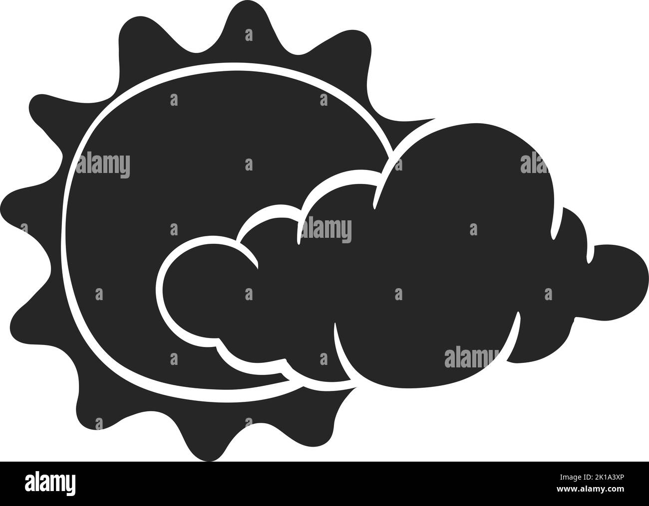 Hand drawn Weather forecast partly sunny vector illustration Stock ...