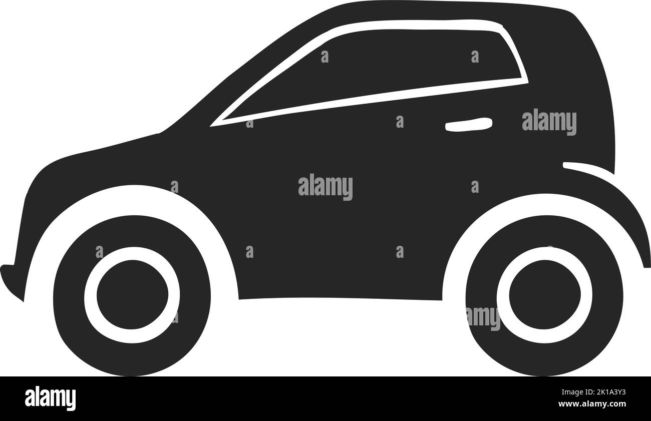 Hand drawn Small car icon in doodle sketch lines vector illustration ...