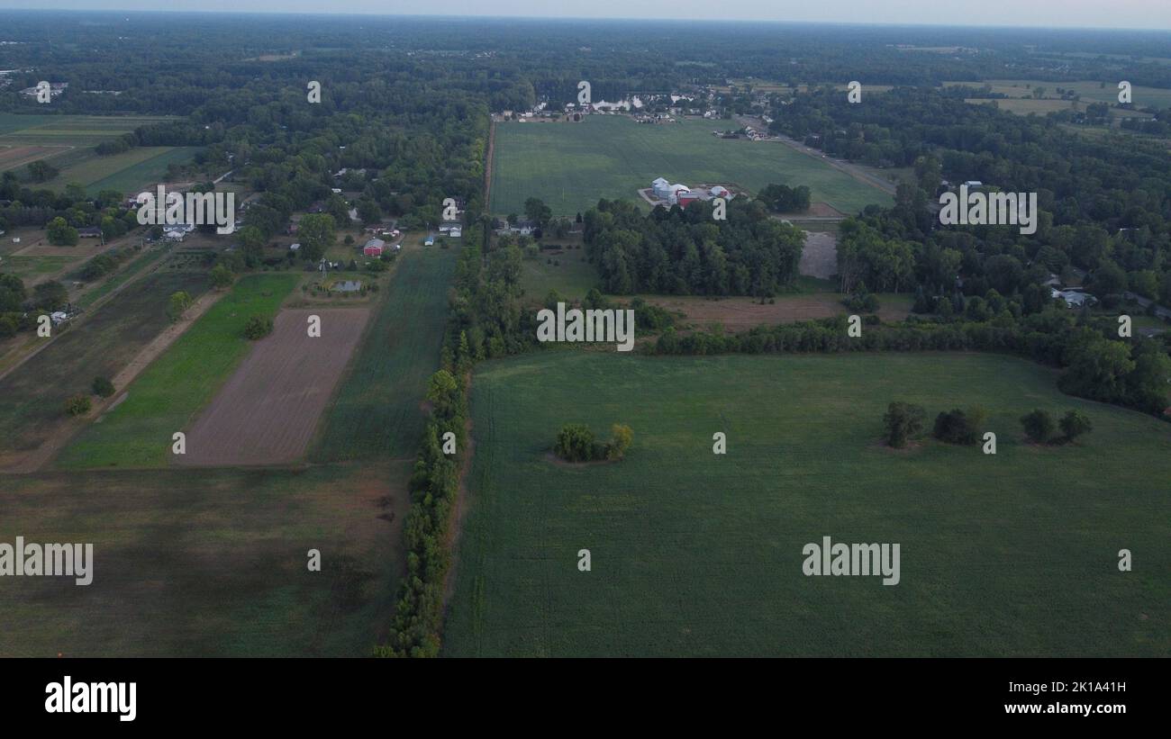 An aerial view of a country area with houses and green nature Stock ...