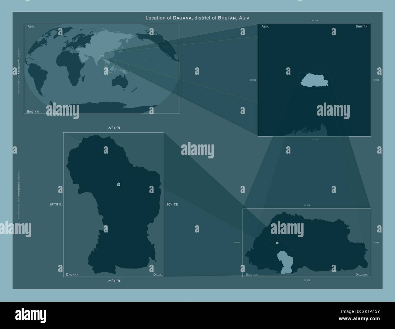 Dagana, district of Bhutan. Diagram showing the location of the region ...