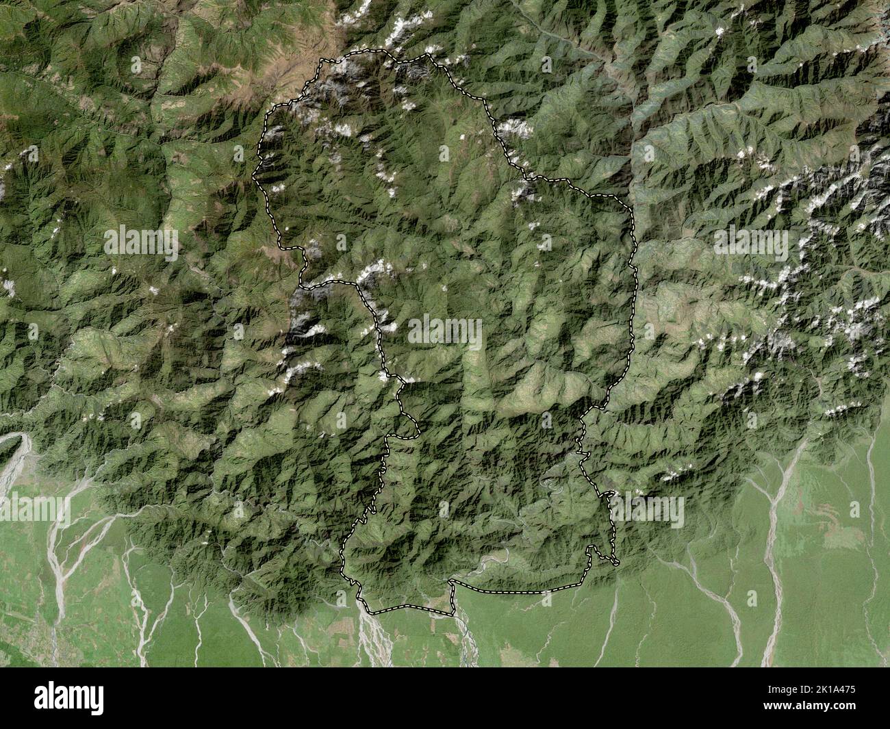 Dagana, district of Bhutan. High resolution satellite map Stock Photo ...