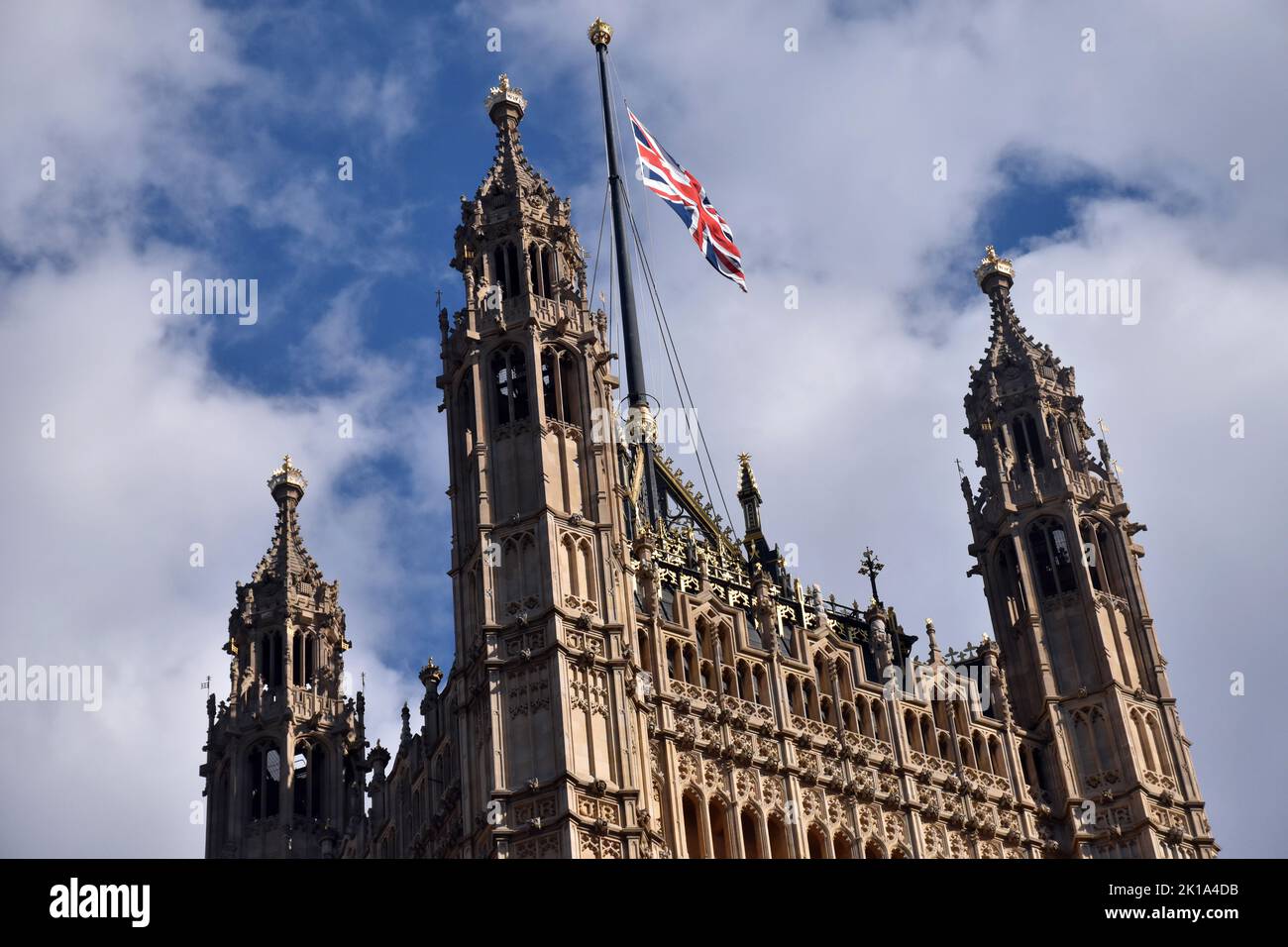 London, UK, 16 September 2022 The Union Jack at half mast over the ...