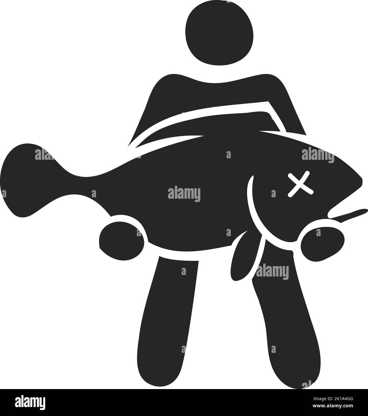 Hand drawn Man holding fish vector illustration Stock Vector Image ...