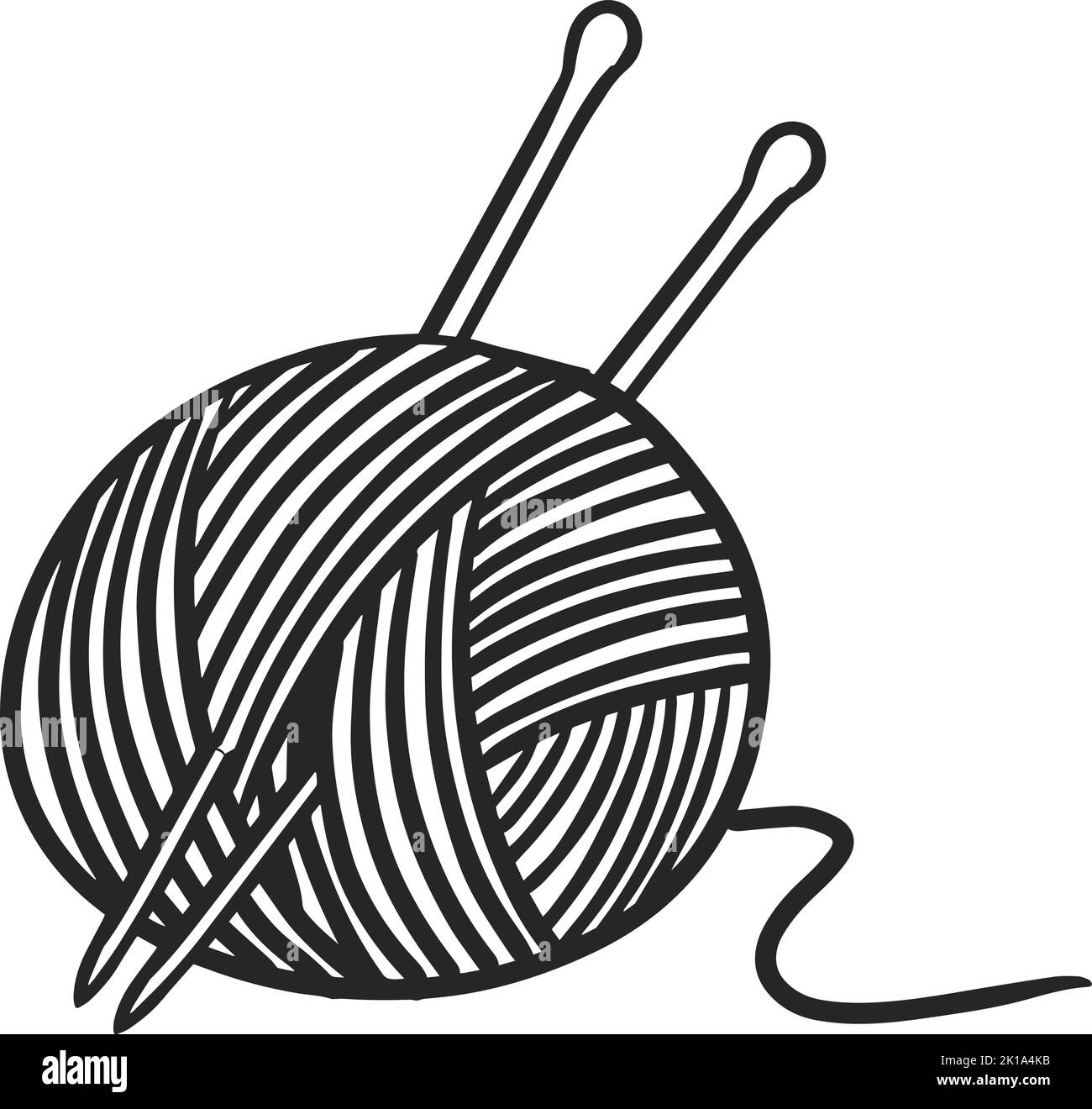 Hand drawn icon Yarn and needles illustration. Hand craft Stock Vector ...