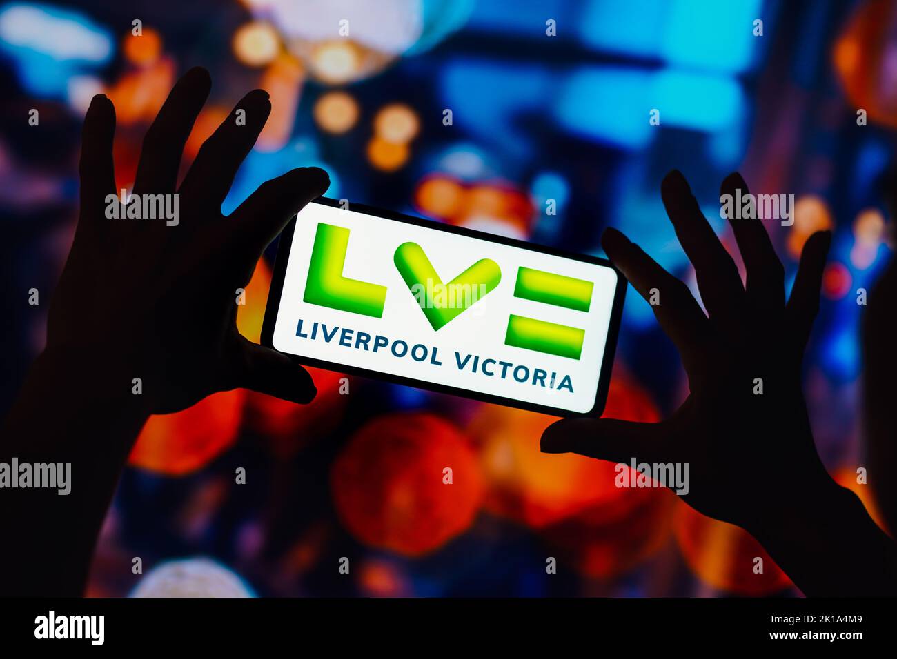 In this photo illustration, the Liverpool Victoria Insurance (LV=) logo ...