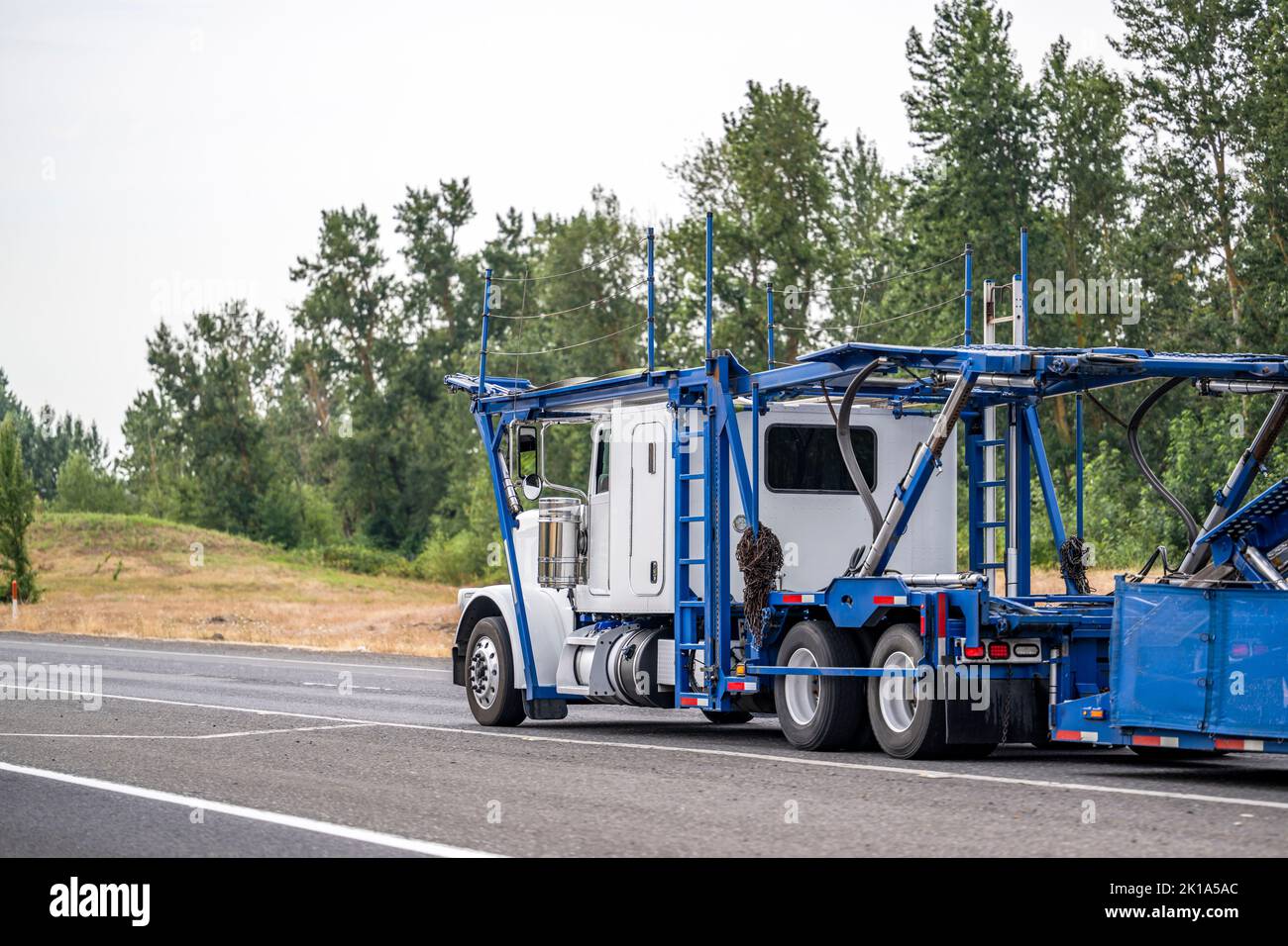 Industrial big rig white day cab car hauler semi truck tractor ...