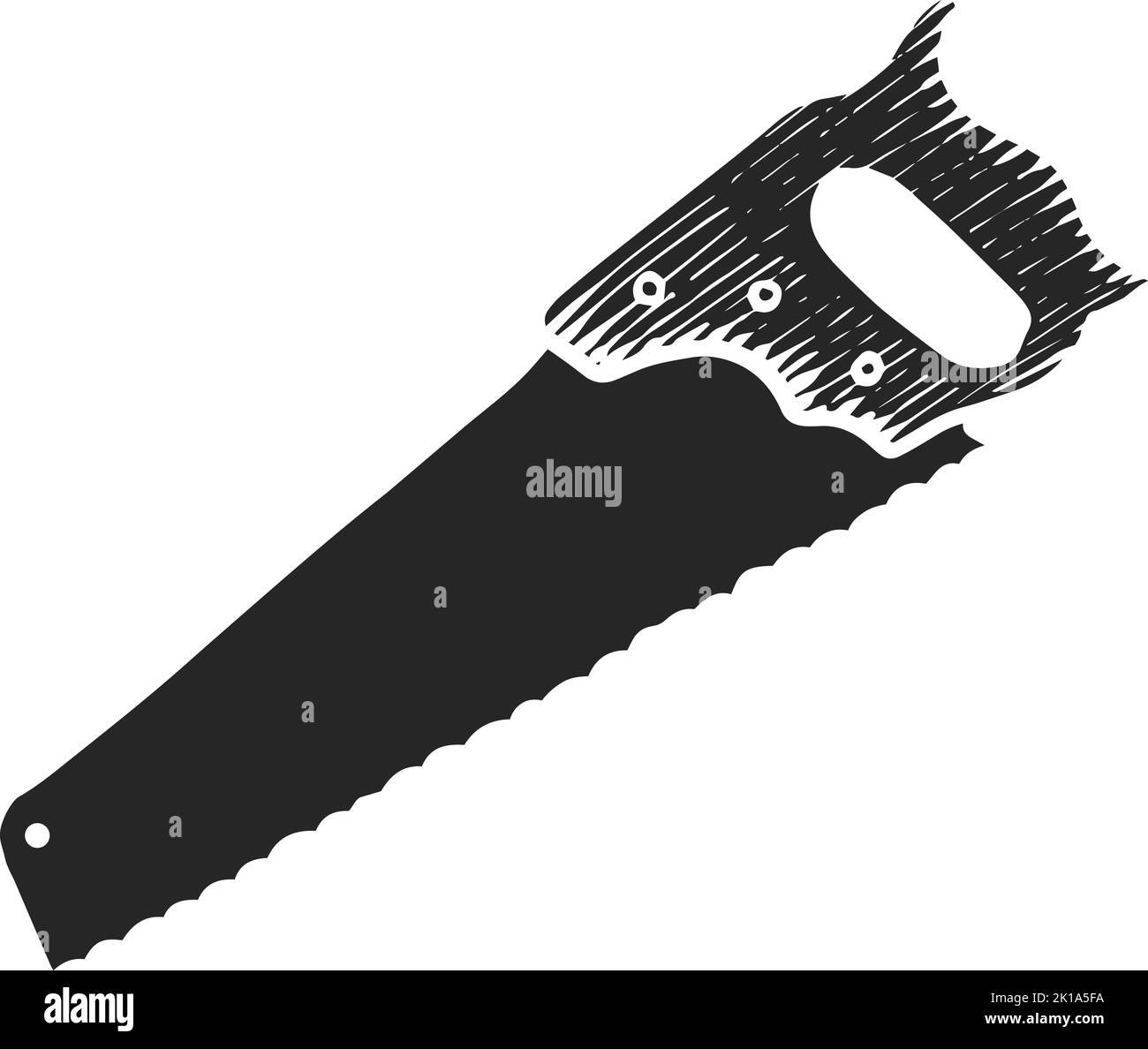 Hand drawn hand saw icon woodworking tool vector illustration Stock ...