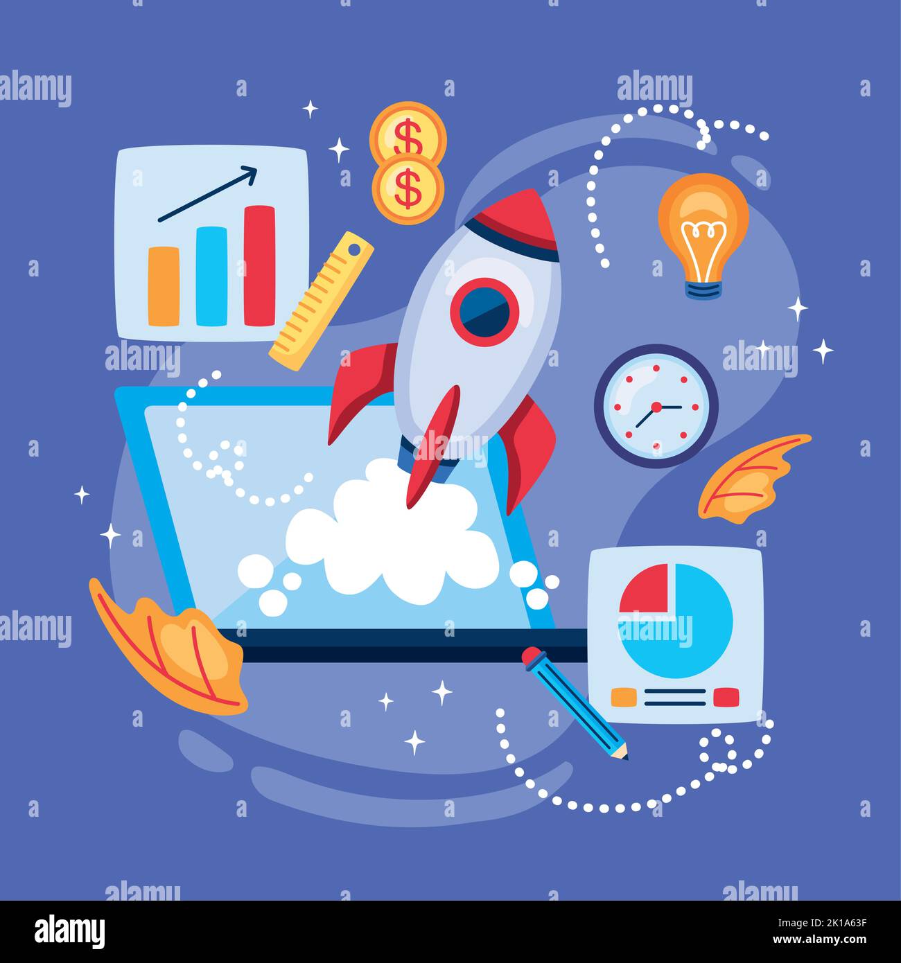 laptop and start up icons Stock Vector Image & Art - Alamy