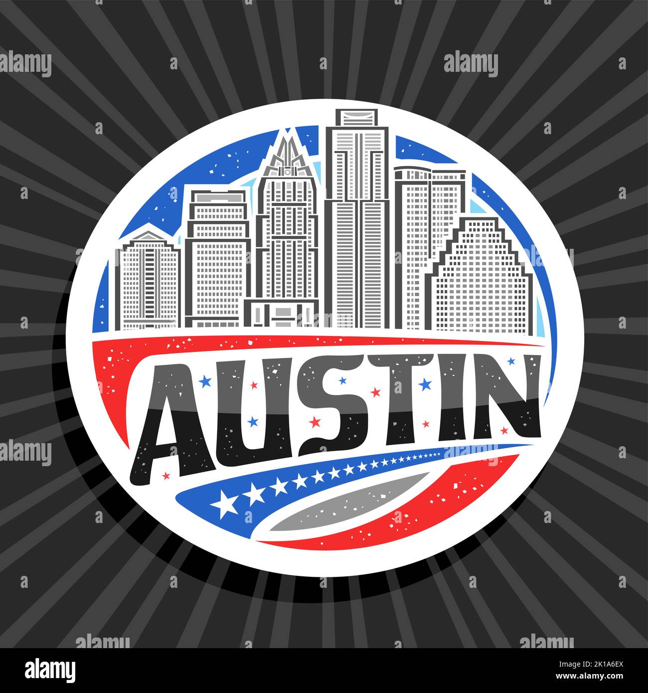 Vector logo for Austin, white decorative sign with simple line ...