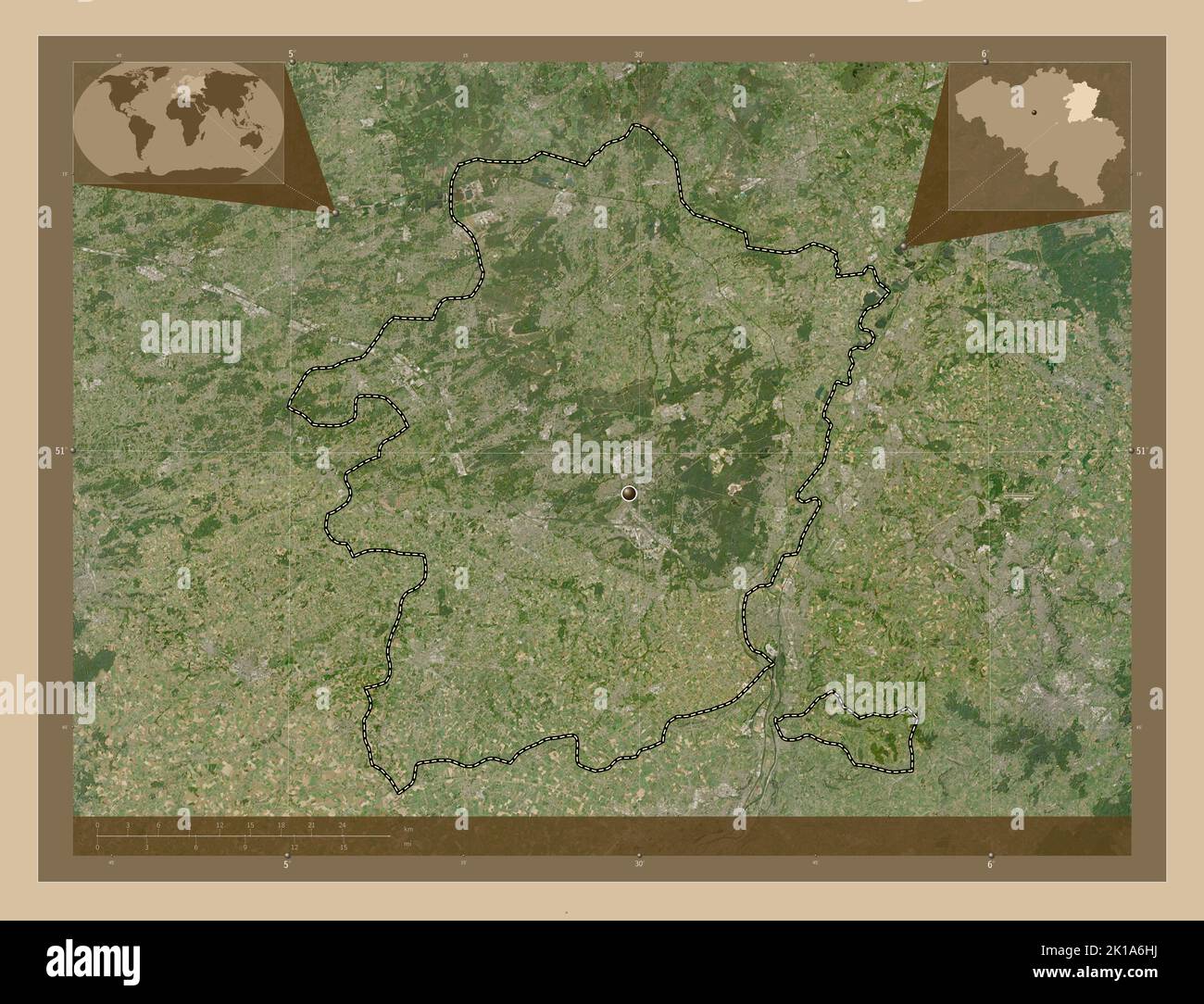 Limburg, province of Belgium. Low resolution satellite map. Corner ...