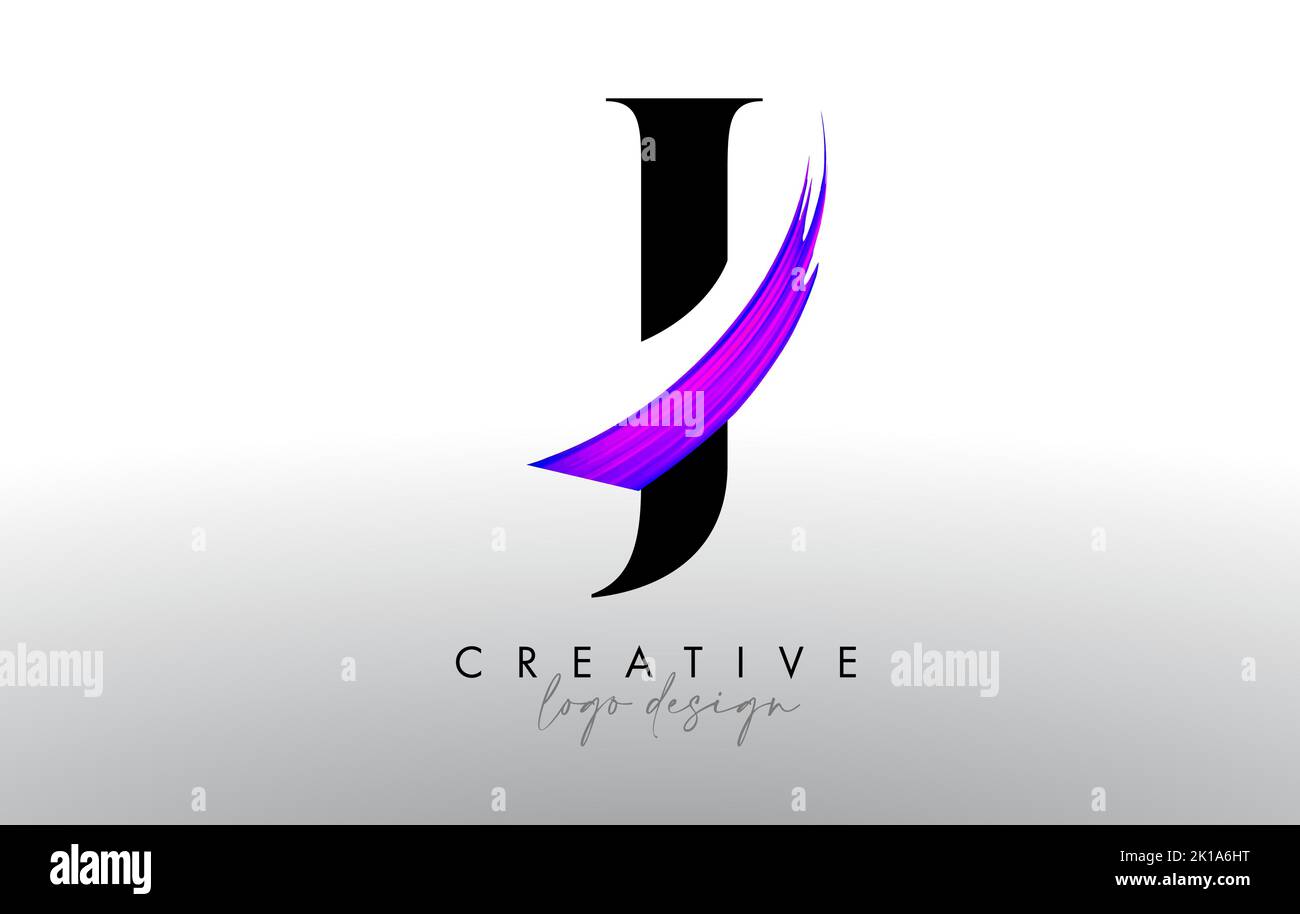 Brush Letter J Logo Design with Creative Artistic Paint Brush Stroke ...