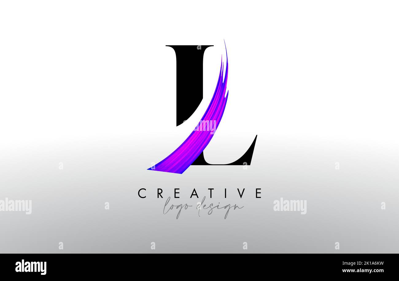 Brush Letter L Logo Design with Creative Artistic Paint Brush Stroke ...