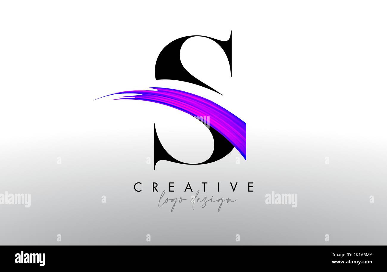 Brush Letter S Logo Design with Creative Artistic Paint Brush Stroke ...
