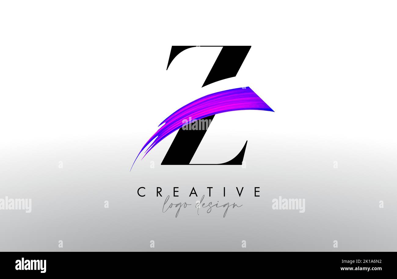 Brush Letter Z Logo Design with Creative Artistic Paint Brush Stroke ...