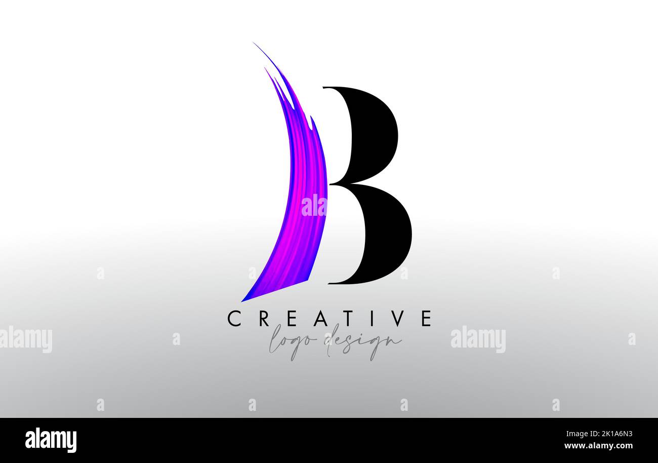 Brush Letter B Logo Design with Creative Artistic Paint Brush Stroke ...
