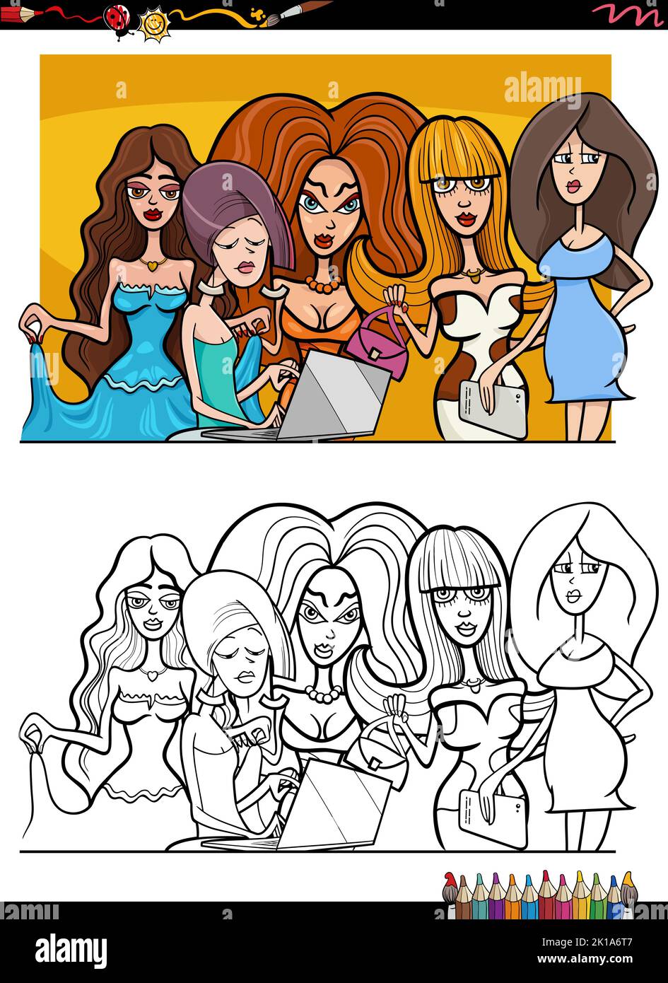 Vector illustration coloring page beautiful hi-res stock photography ...