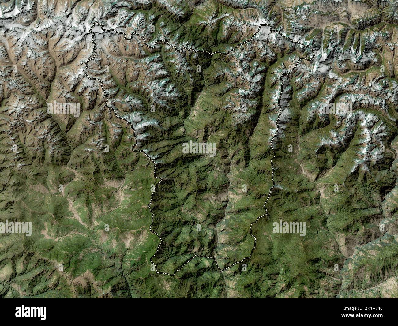 Lhuentse, district of Bhutan. High resolution satellite map Stock Photo ...