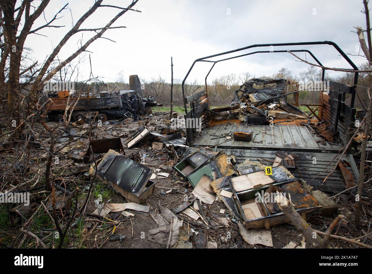 Russian armored vehicles destroyed by the Ukrainian army in the village ...